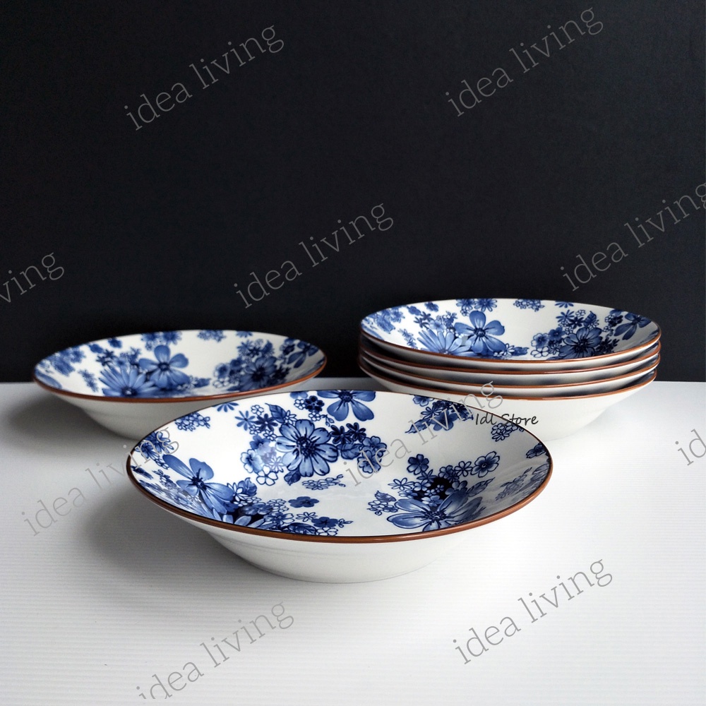 6 Pcs 23cm Porcelain Dinner Plate Set Pinggan Mangkuk Pinggan Nasi ...