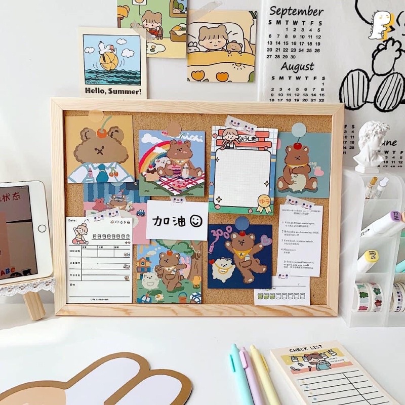 Cork wooden pegboard, document pin, wall-mounted note board with photo ...