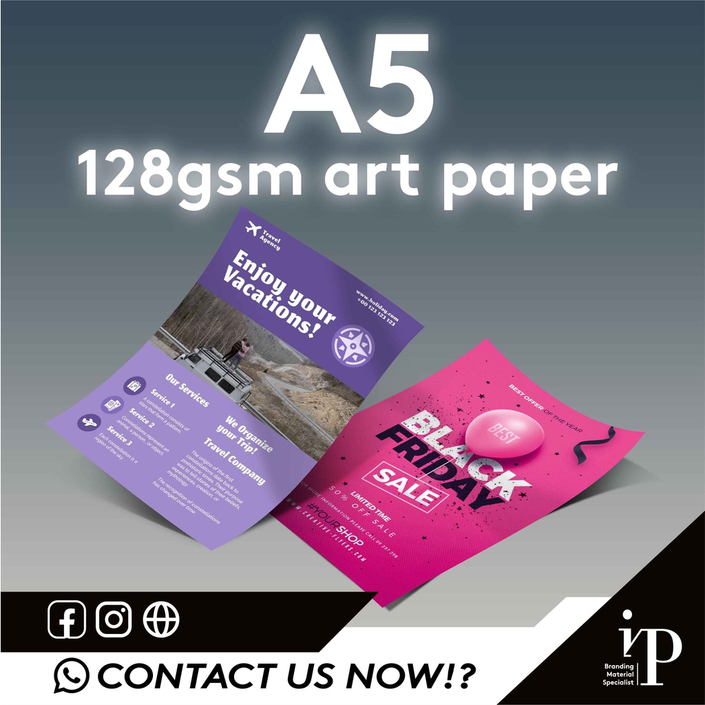 128 GSM ART PAPER A5 Digital flyers printing (1 sided / 2 sided) full ...