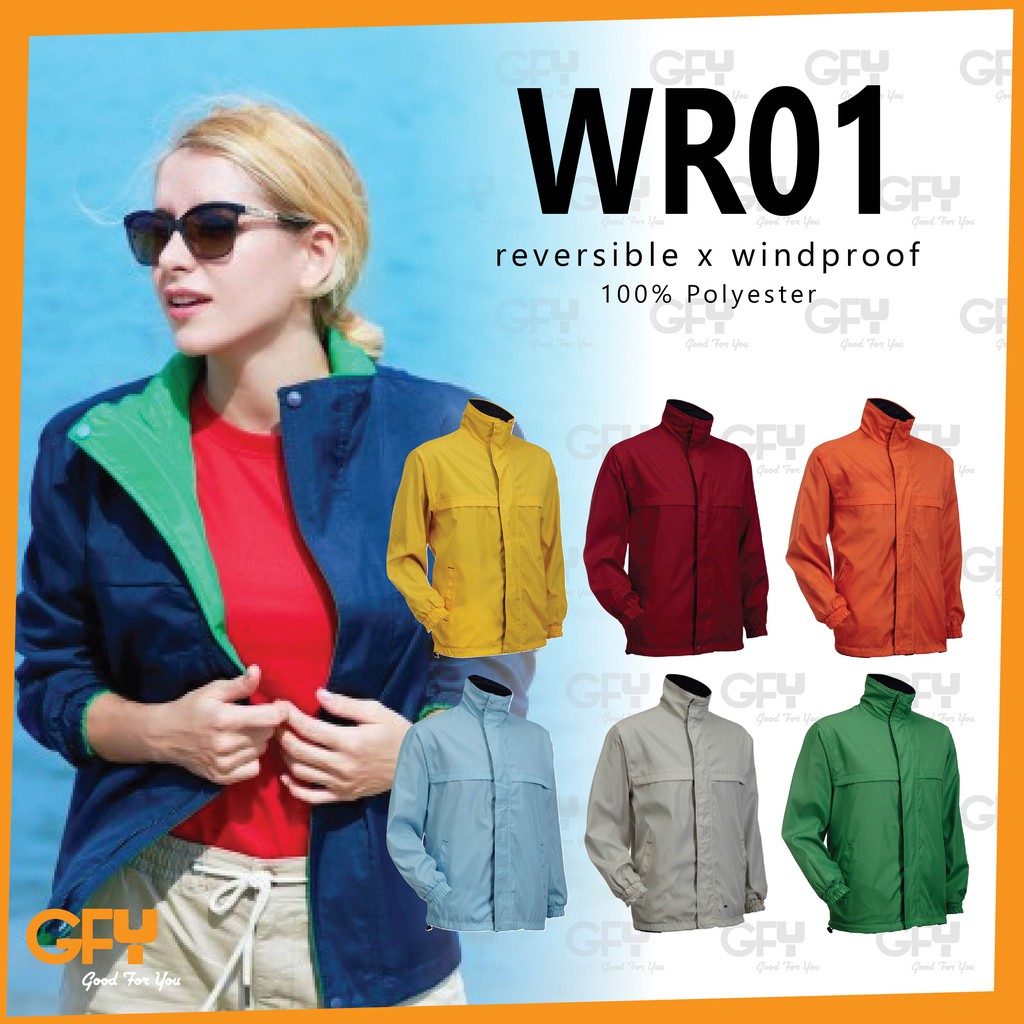 WR01 OREN SPORT Unisex 100% Polyester Reversible Windbreaker Jacket - 6 ...