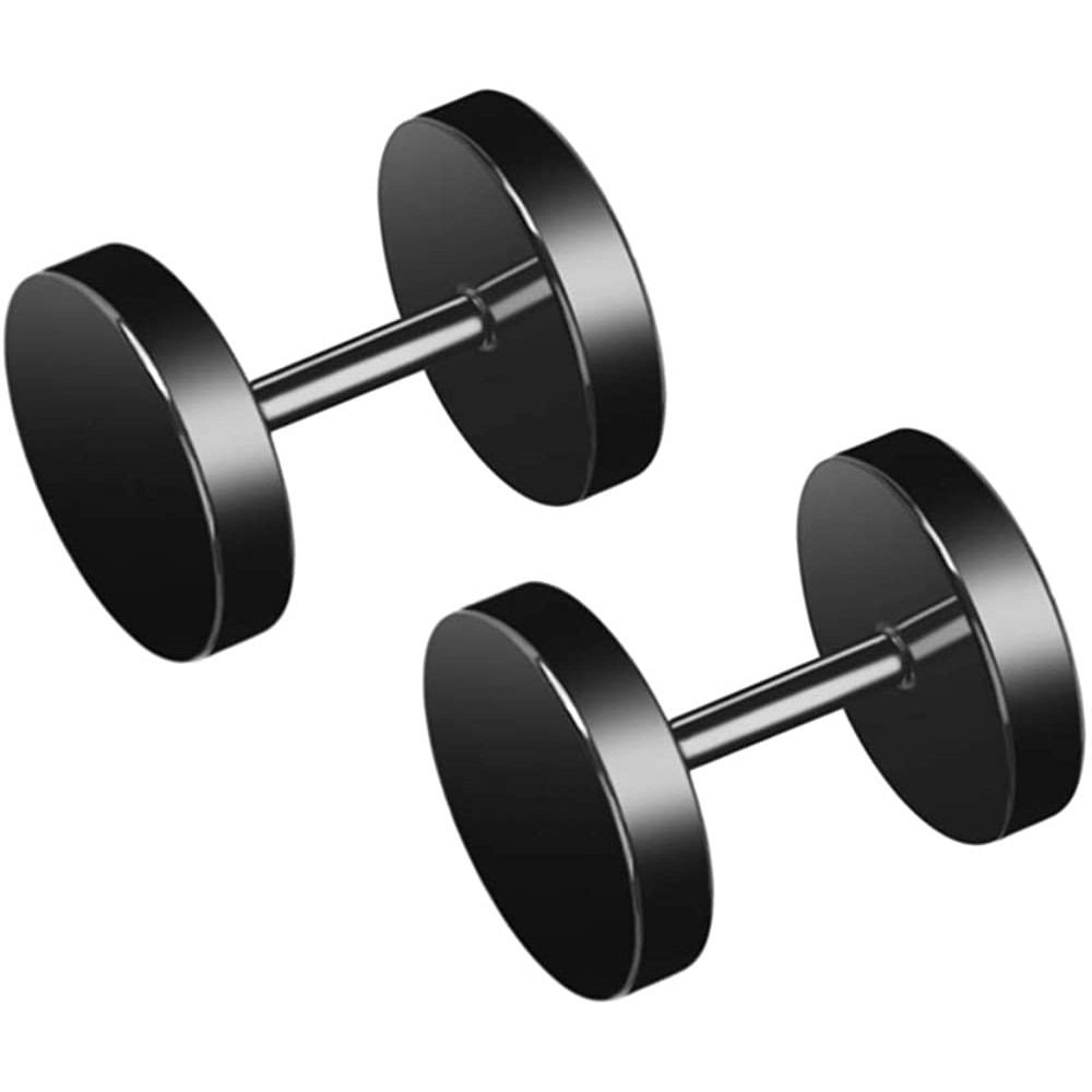 [Attic Piercing] Flat black ear stud with screw unisex ear piercing ...