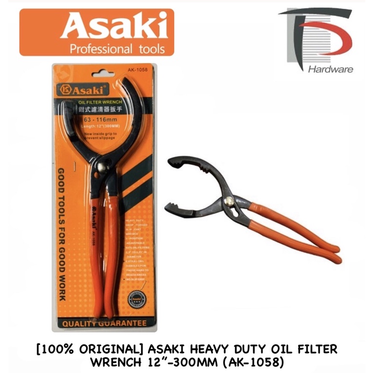 [100% ORIGINAL] ASAKI HEAVY DUTY OIL FILTER WRENCH 12”-300MM (AK-1058 ...