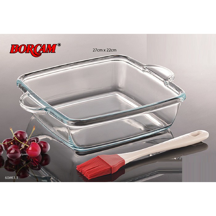 Glass Baking Tray Ovenware Microwave Square Tray With Silicone Brush ...