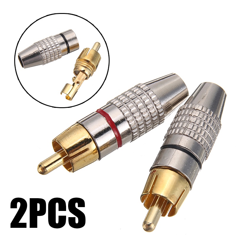 2pcs Metal RCA Male Plug Audio Phono Solder Adapter Connector Black+Red | Shopee Malaysia