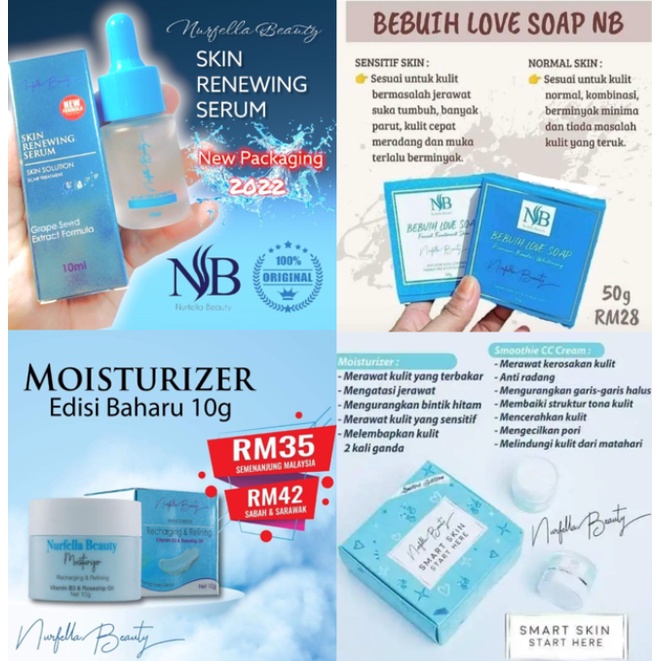 NB NURFELLA BEAUTY PRODUCTS (MOISTURIZER, SOAP, SERUM & SMART SKIN) | Shopee Malaysia