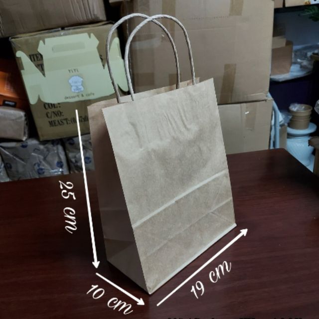 50 kraft paper bags with handles (25 x 19 cm) | Shopee Malaysia
