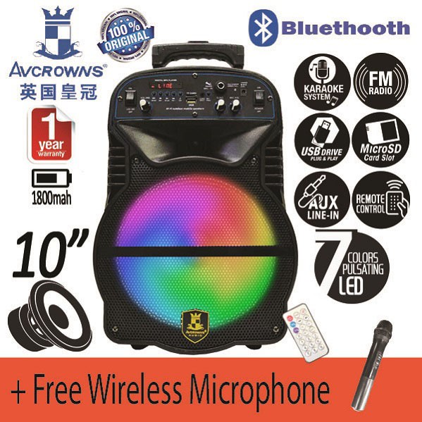 AC Tango 815wm Karaoke Bluetooth 10" Portable Trolley Speaker Free ...