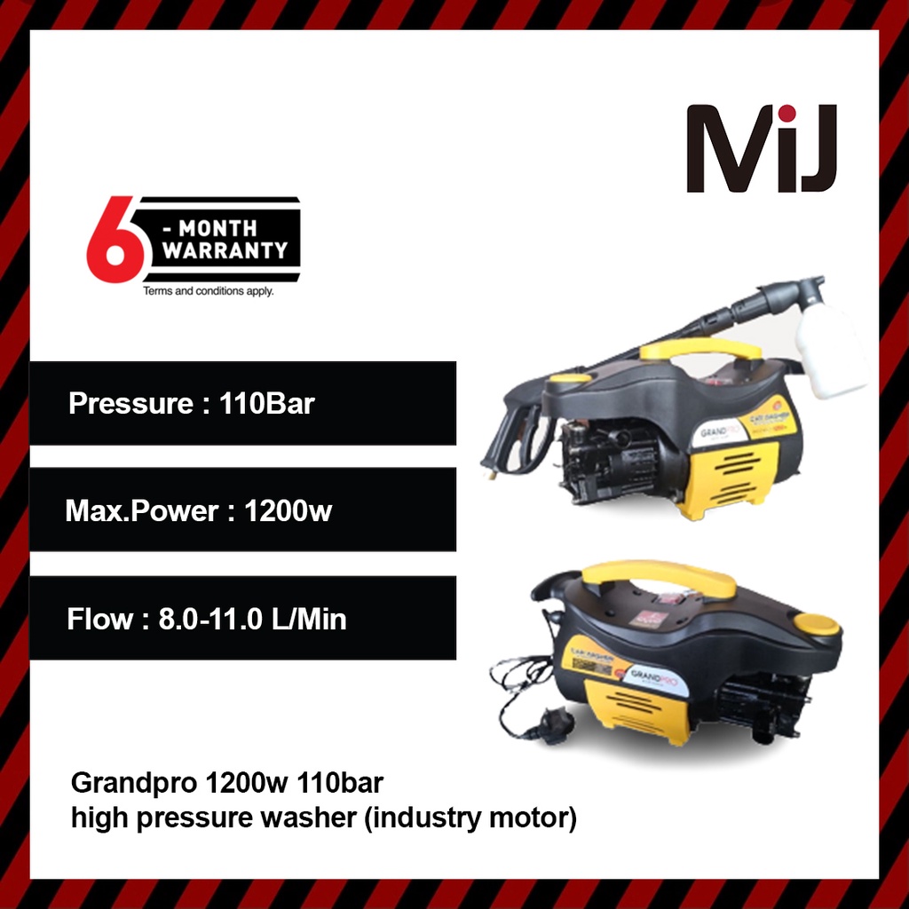 Grandpro 1200w 110bar high pressure washer (industry motor) | MJ STORES ...