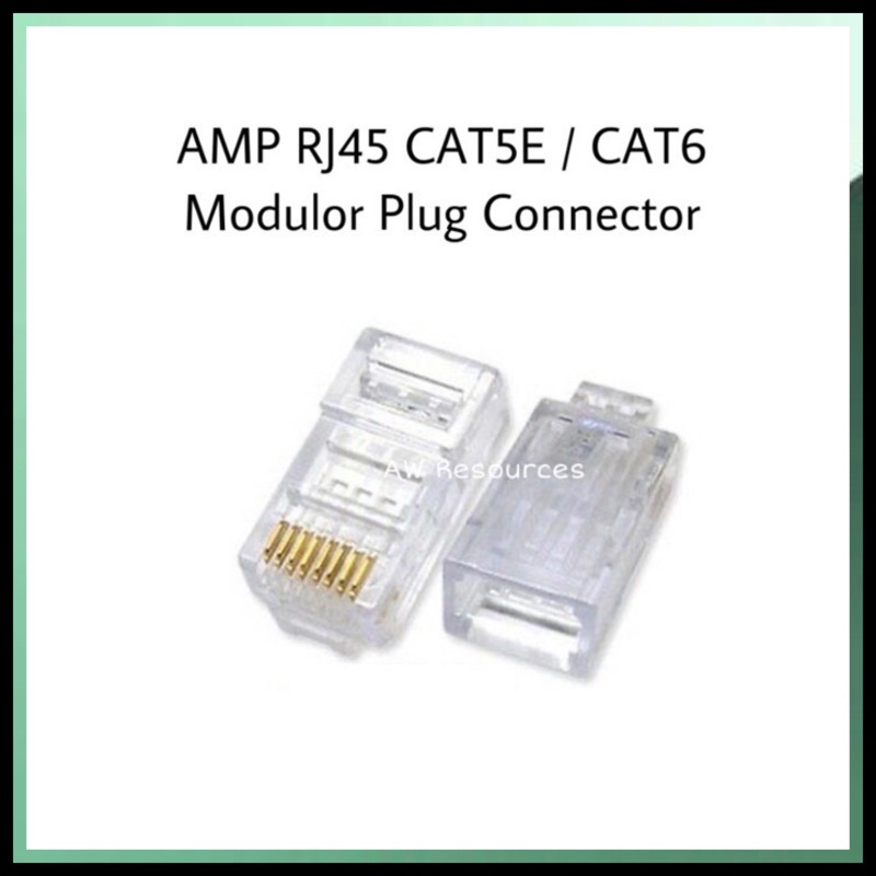High Quality AMP RJ45 CAT5E CAT6 Modular Plug Connector (100pcs ...