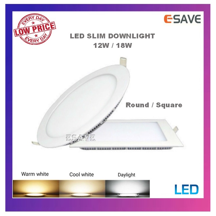 LED ULTRA SLIM DOWNLIGHT 12W / 18W LED SLIM Recessed PANEL Downlight ...