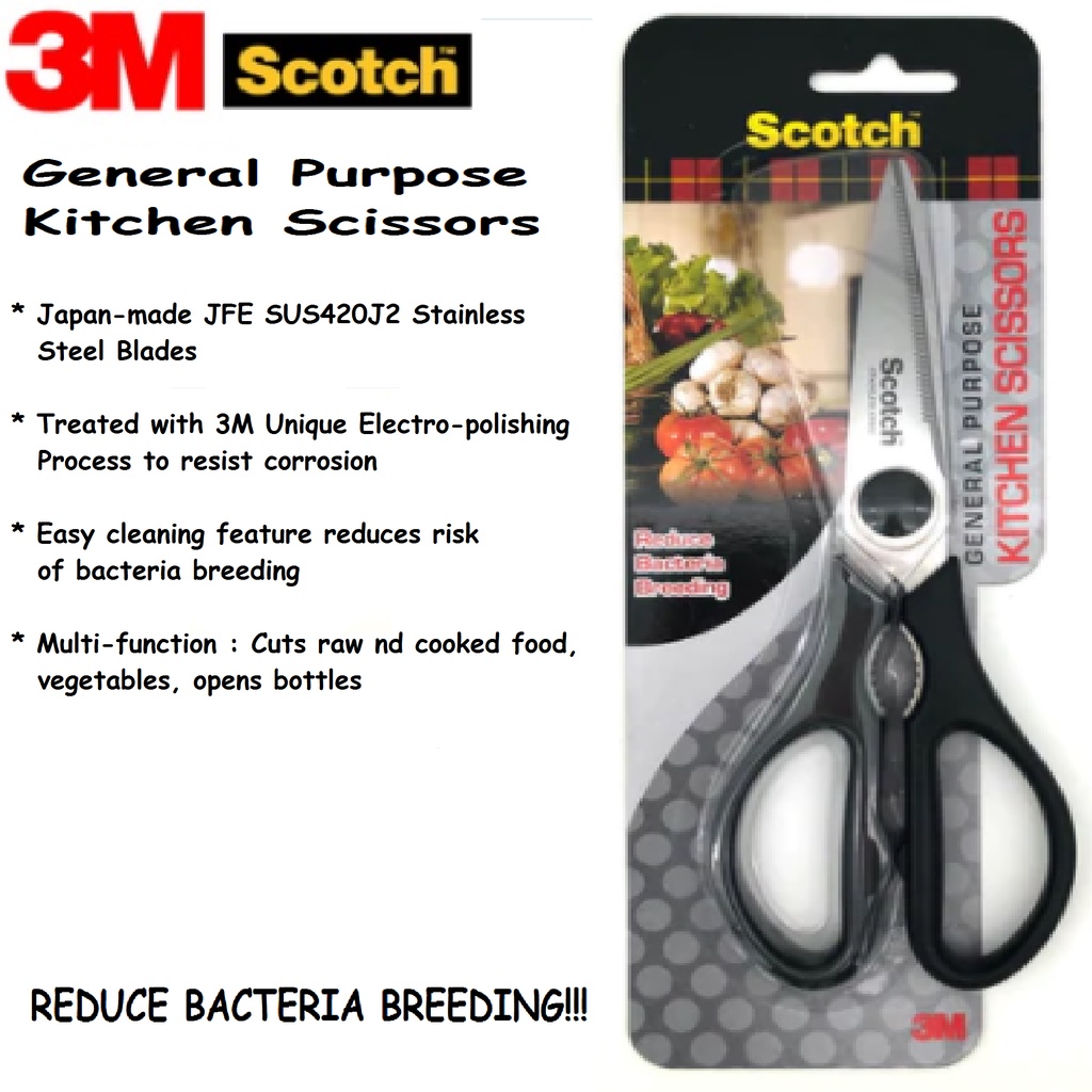 *ORIGINAL* 3M Scotch Stainless Steel Kitchen 8" Scissors HKS38 Reduce ...