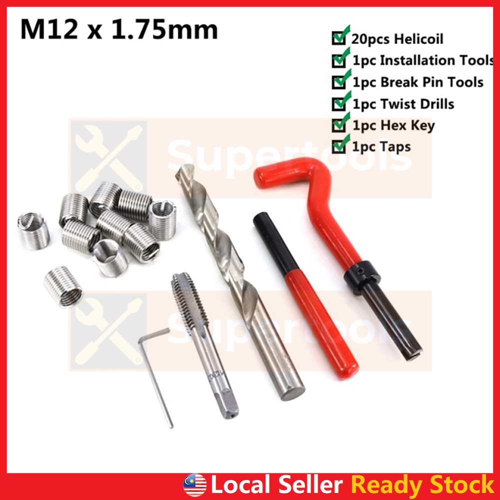 Thread Repair Kit M5 M6 M8 M10 M12 Drill Bit Helicoil Threaded Insert ...
