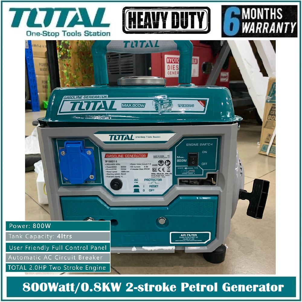 TOTAL 800Watt/0.8KW 2.0 HP 2-stroke Petrol Generator TP18001 ...