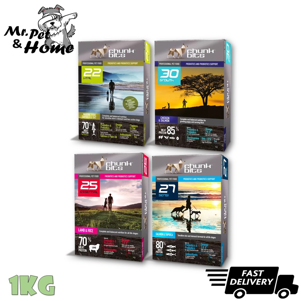 Chunk Bits Dog Food 1KG (22Marine Fish , 25Lamb , 27Sensitive Salmon ...