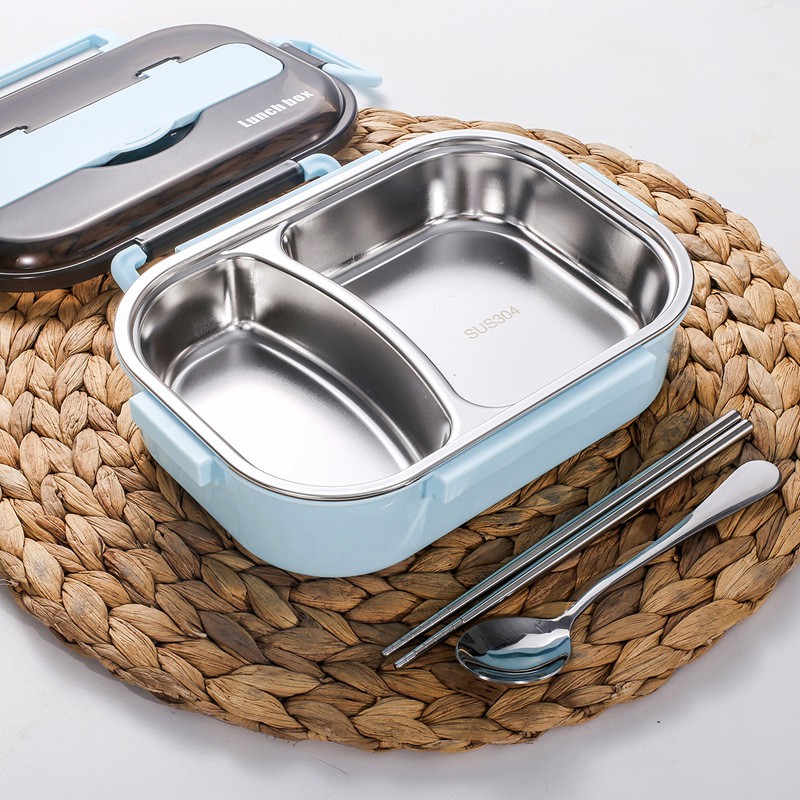 304 Stainless Steel 2Slot Keep Warm Lunch Bento Box 1000ml Free Spoon ...