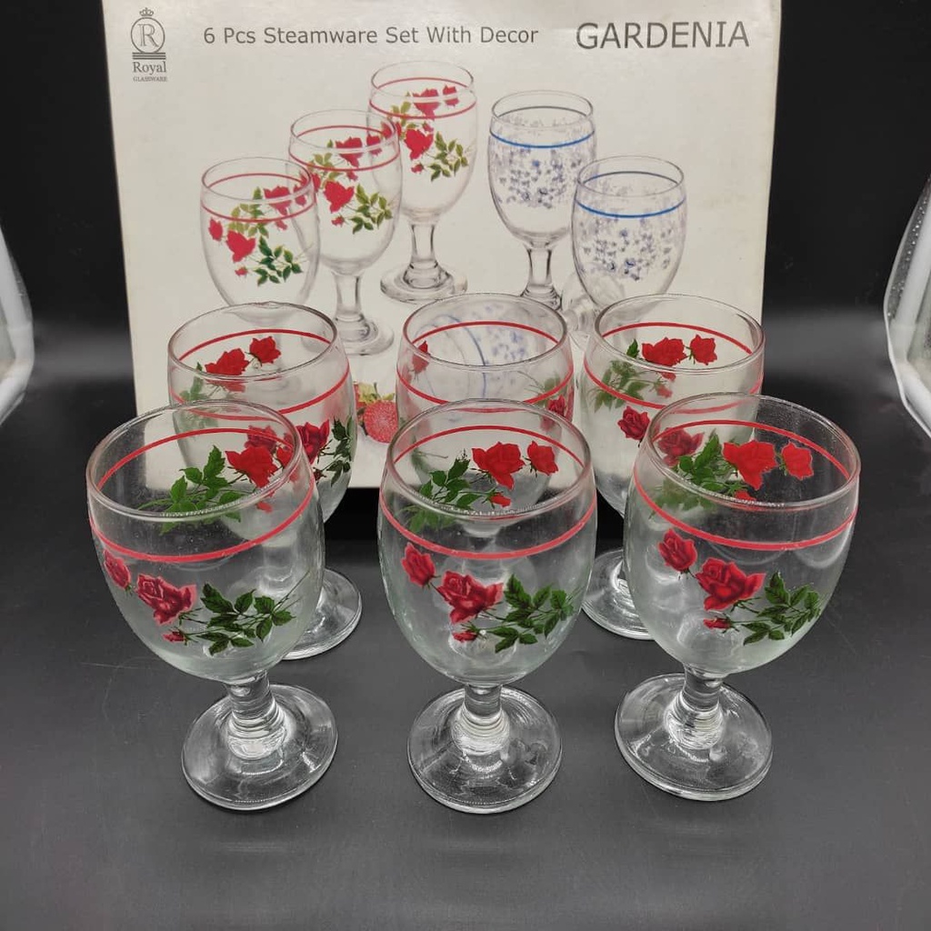 6PCS GLASS SET WITH DECOR | Shopee Malaysia