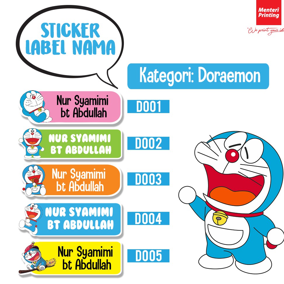 🔥 [READY STOCK] STICKER LABEL NAMA SEKOLAH (DORAEMON) SN01 100PCS 🔥 ...