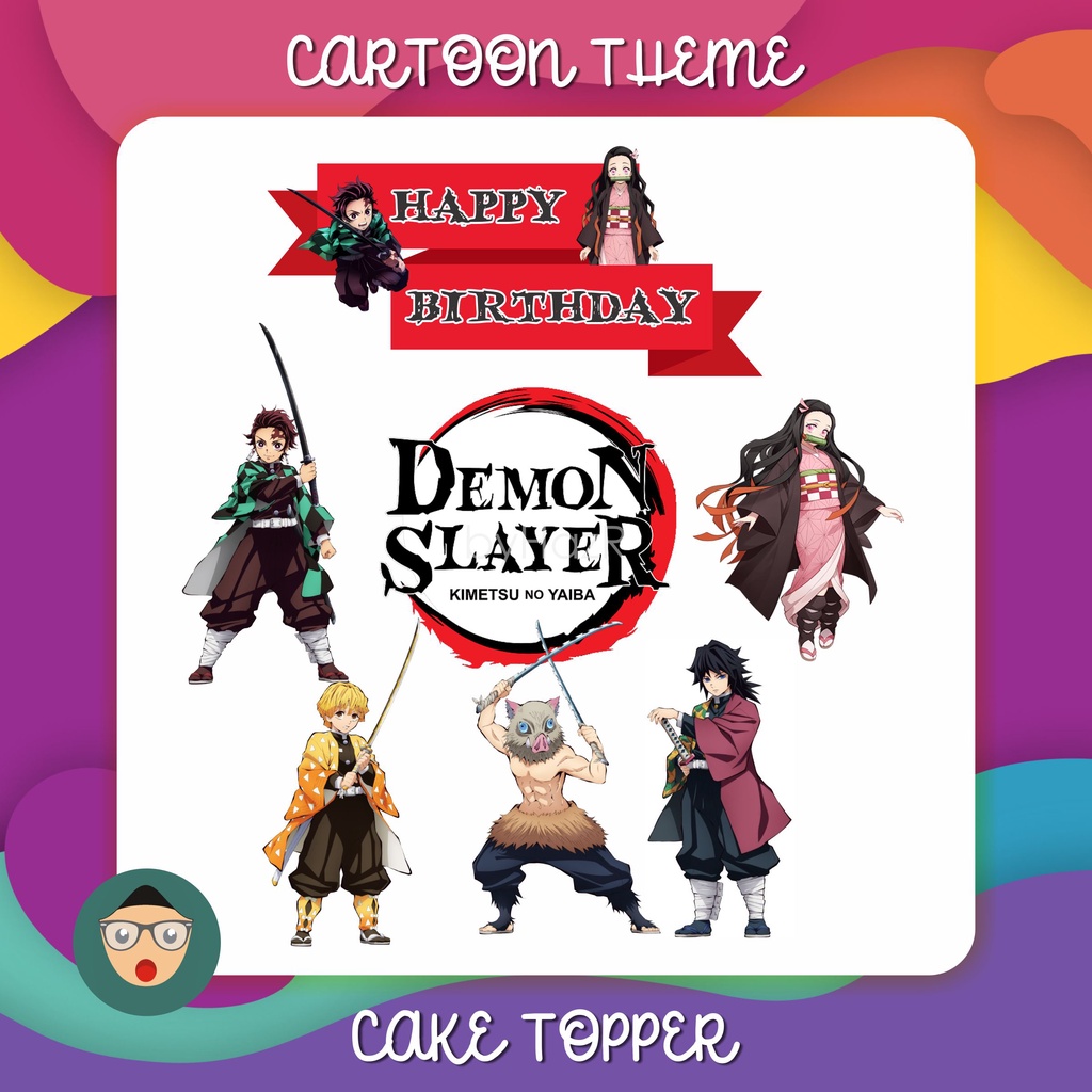CARTOON CAKE TOPPER FOR BIRTHDAY [ADD NAME] [TAMBAH NAMA] DEMON SLAYER ...