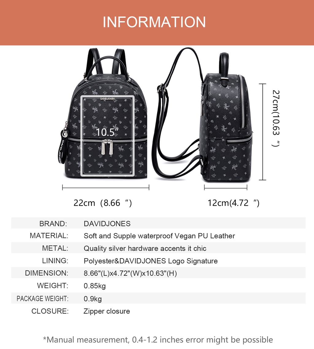 David Jones Paris women backpack pu leather print | Shopee Malaysia