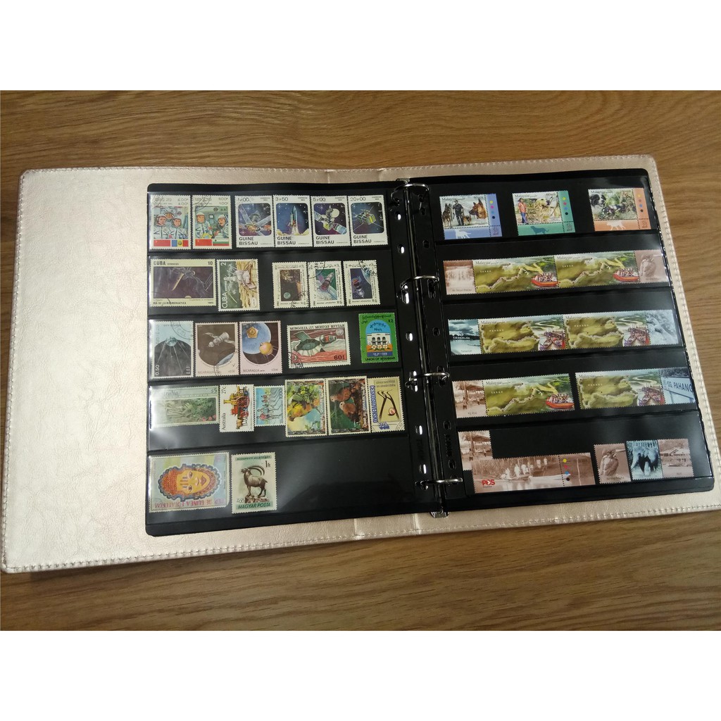 Banknote/Stamp Album LEATHER Modern 4-Ring Binder with Pages | Shopee ...