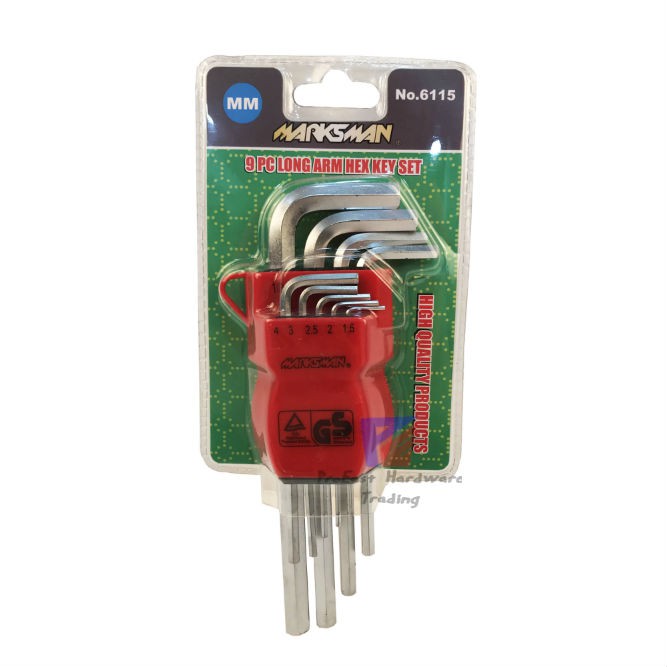 Marksman-(6115) 9 Pcs Long Arm Hex Key / Allen Key Set (MM) | Shopee ...