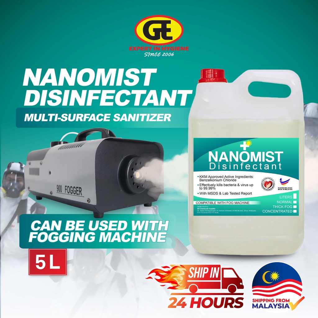 Nanomist Fogging Liquid Sanitizer 5L Fog Solution Nanomist Disinfectant ...