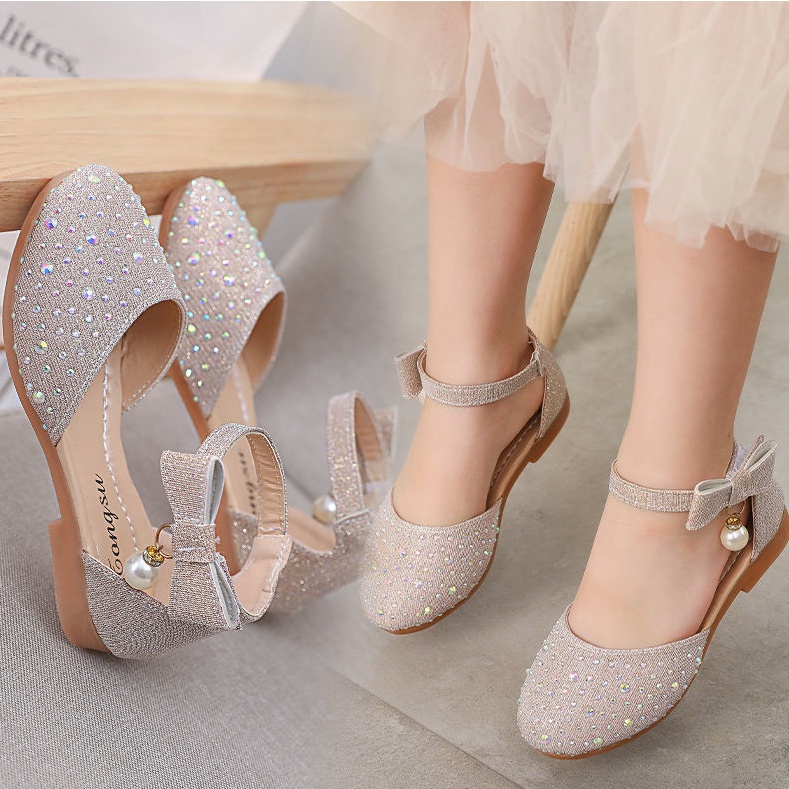 Crystal Girl Princess Flat Shoes Kids Shoes Sweet Soft Bottom Princess ...