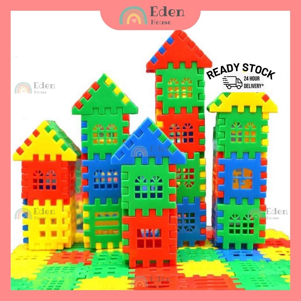 50/100/160/260pcs House Building Blocks For Kids Assemble Toys Mainan ...