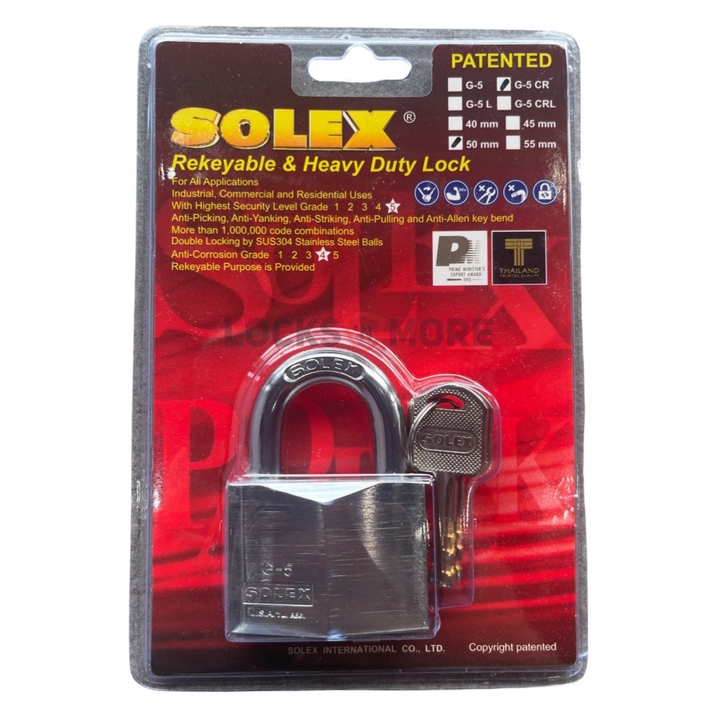 100% ORIGINAL Solex Padlock G5 Anti-Cut Padlock Key Alike System Solex ...