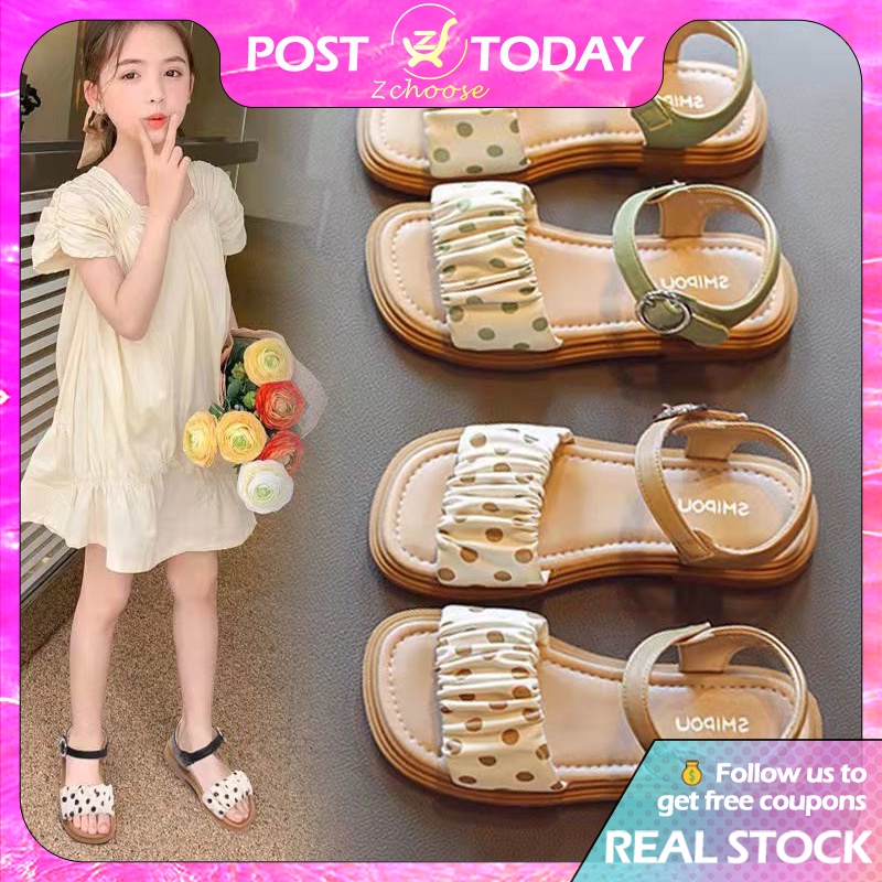 READY STOCK 23-33 Dots and Wave Sandal Budak Sandal Perempuan Kids ...