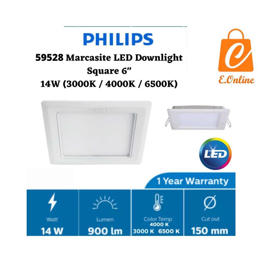 PHILIPS 59528 14W (3000K / 4000K / 6500K) -6" INCH LED MARCASITE ...