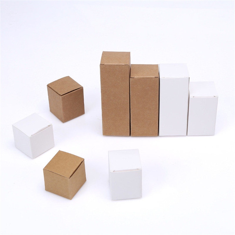 50pcs 9*9*X CM Carton Kraft Paper Box White and Brown Color Various ...