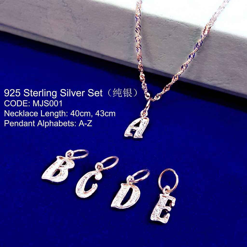 Necklace ABC Sterling Silver 925 Set ( Rantai ABC Perak 925 Set ...
