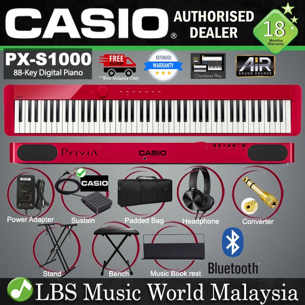Casio PX-S1000 88 Keys Digital Piano Red Top Keyboard Full Package Electric Piano (PXS1000 ...