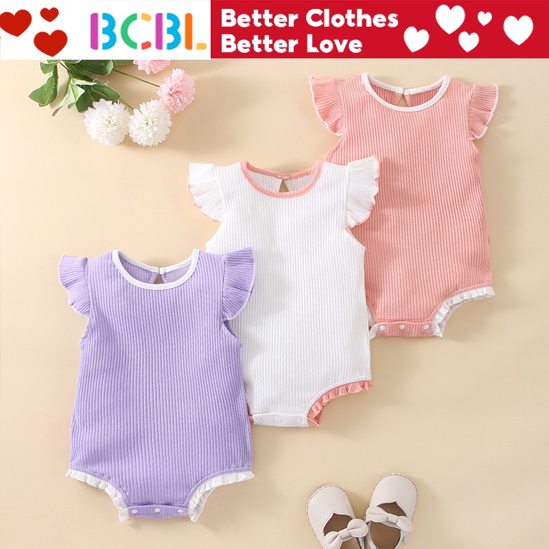 Romper for Baby Girl 3 6 18 Months Flying Sleeve Solid Color Baby ...