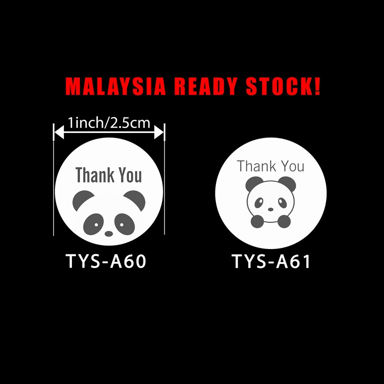 READY STOCK 70 PCS THANK YOU STICKER LABEL CUTE PANDA 2 DESIGN (2.5CM ...