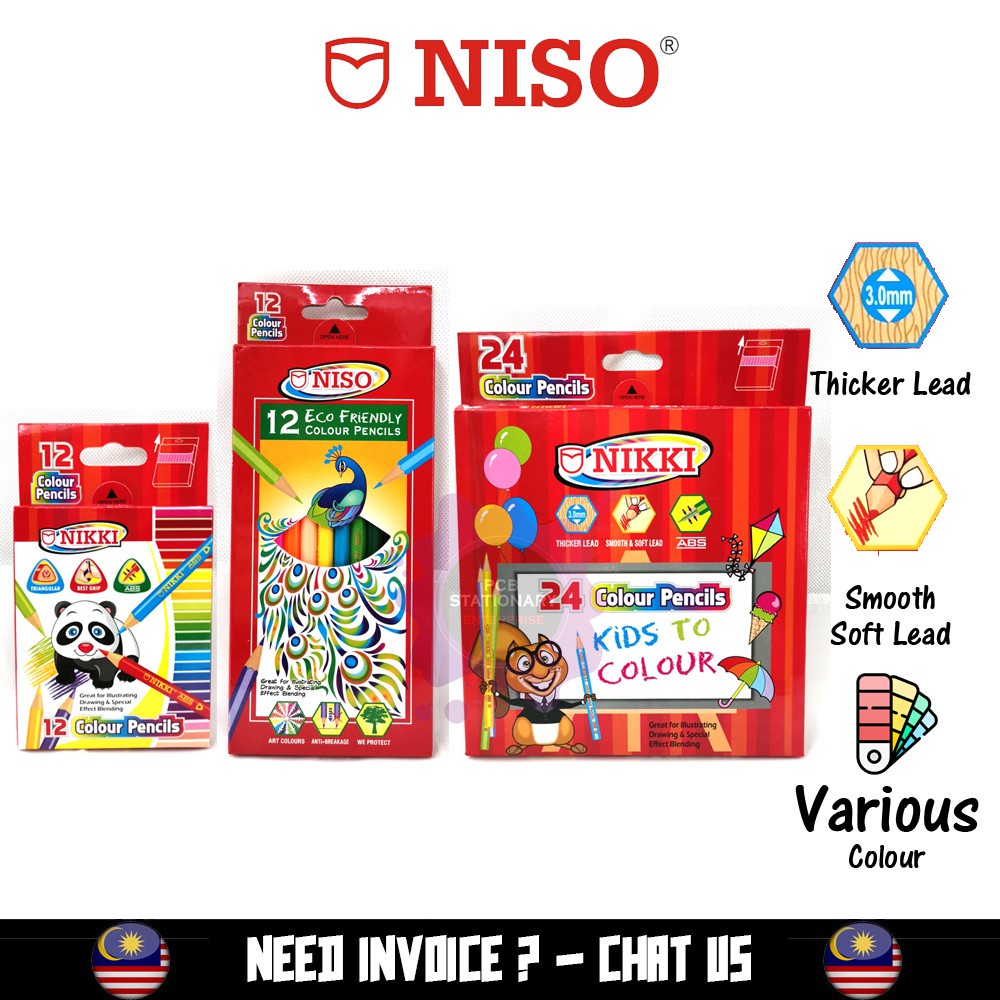 Niso Color Pencil / Colouring Pencil / Colour Pencil / Pensil Warna ...
