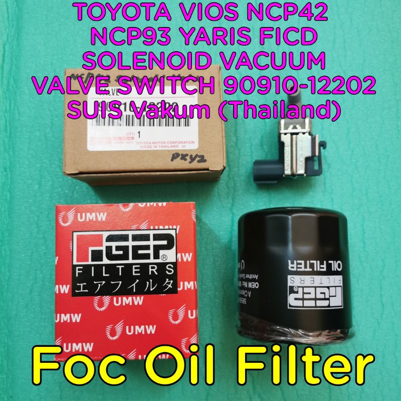 TOYOTA VIOS NCP42 NCP93 YARIS FICD SOLENOID VACUUM VALVE SWITCH 90910 ...