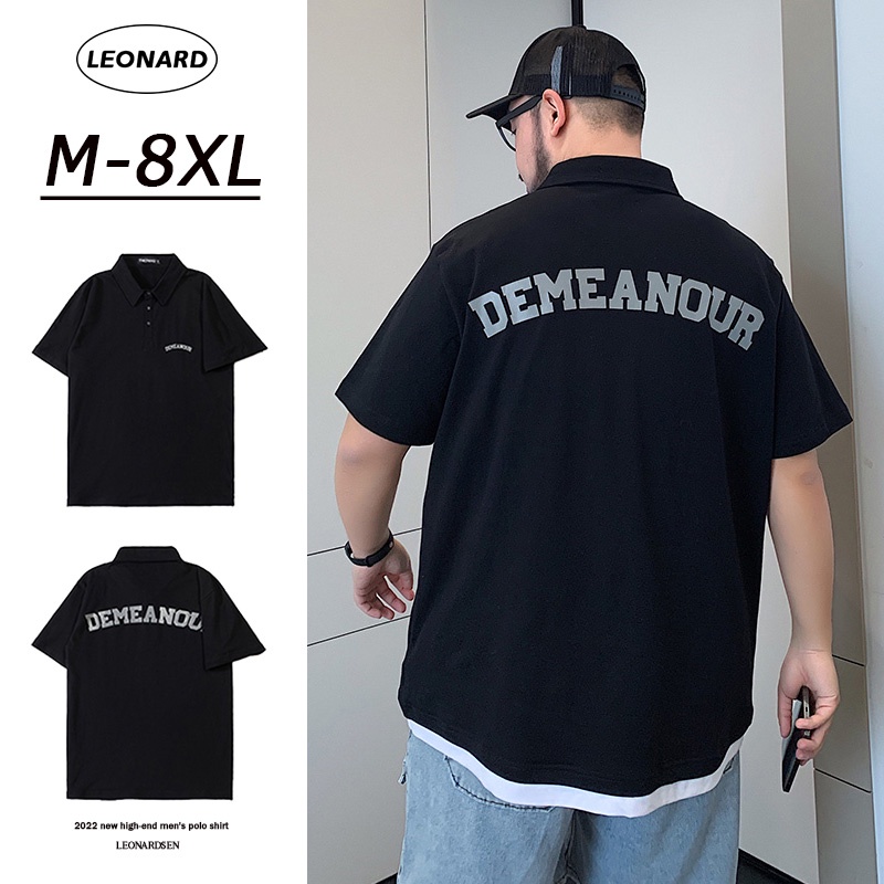 Korean Street Style Polo t shirt men High-end office Polo top 8XL plus size Short Sleeve Casual ...