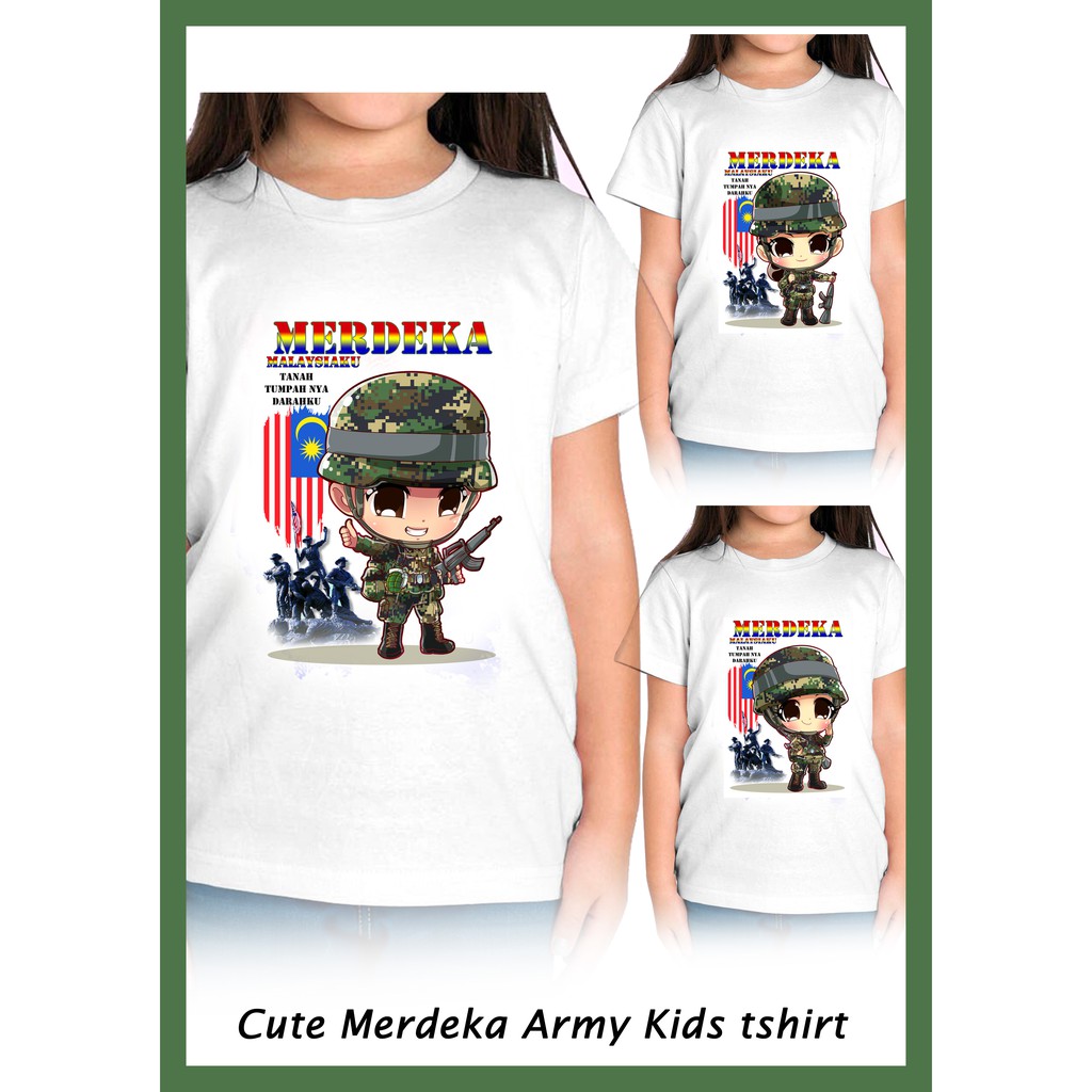 Baju Budak Cute Askar Army Merdeka Malaysia Tshirt | Shopee Malaysia