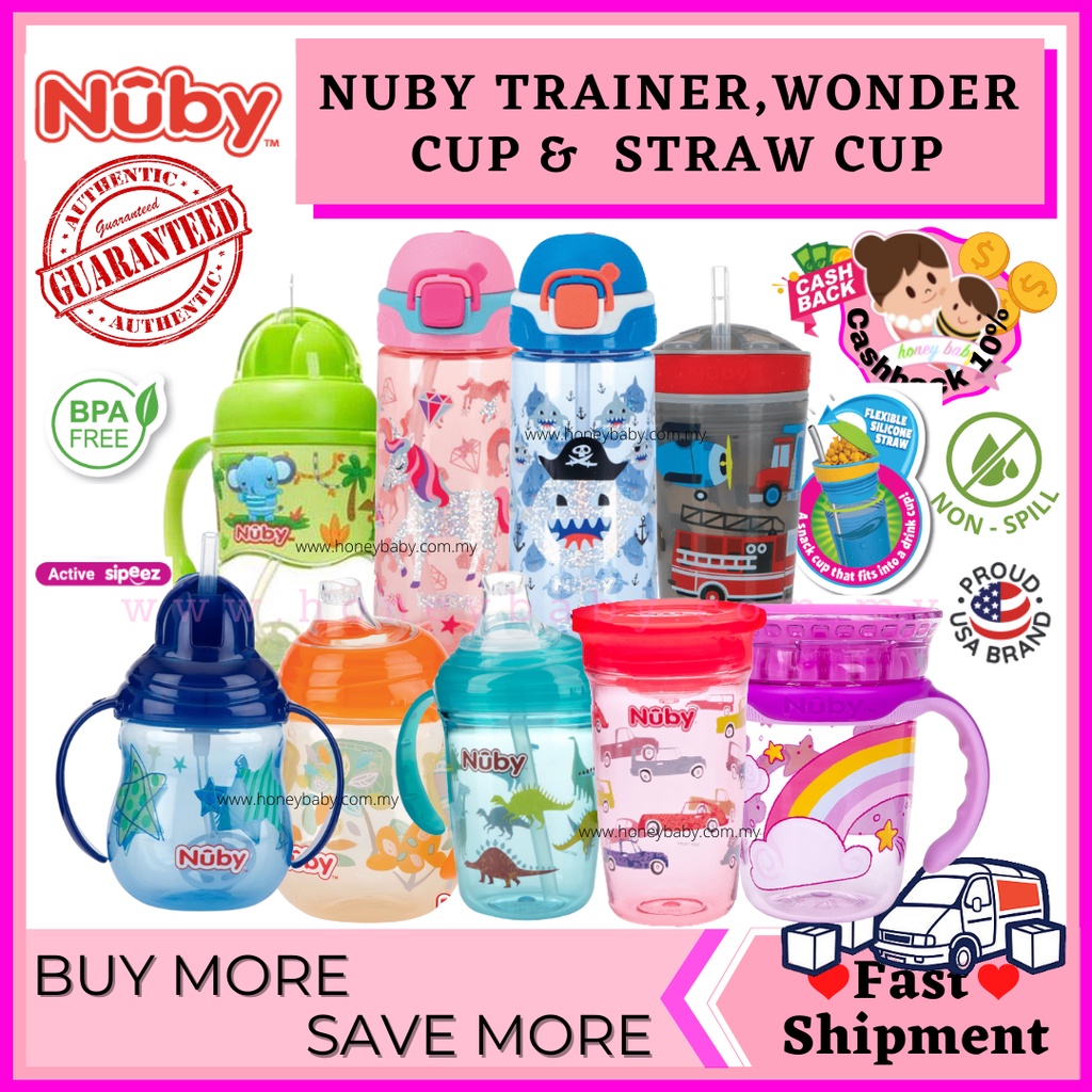 Original Botol Air NUBY Flip N Sip Straw Cup With 360 Straw | Shopee Malaysia