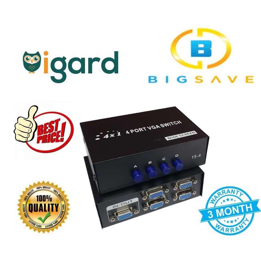 4-PORT VGA MANUAL SWITCHER(VGA-15-4) | Shopee Malaysia