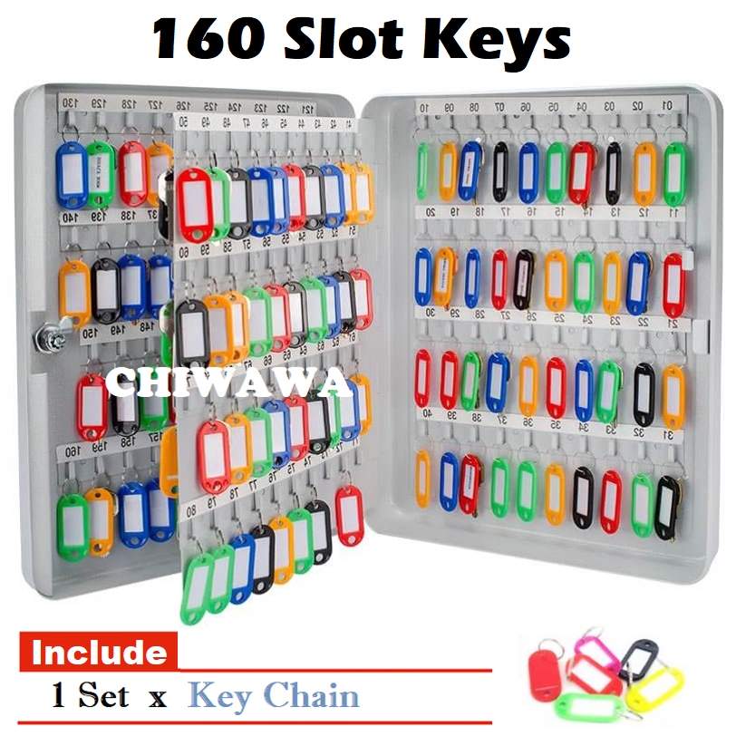 160 / 240 Keys Slot Lockable Metal Key Box Wall Mount Safe Storage Box ...