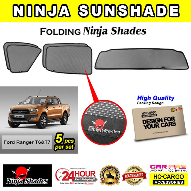 Ford Ranger T6 & T7 T8 / Raptor (5pcs) Magnetic Ninja Shades Sunshade ...