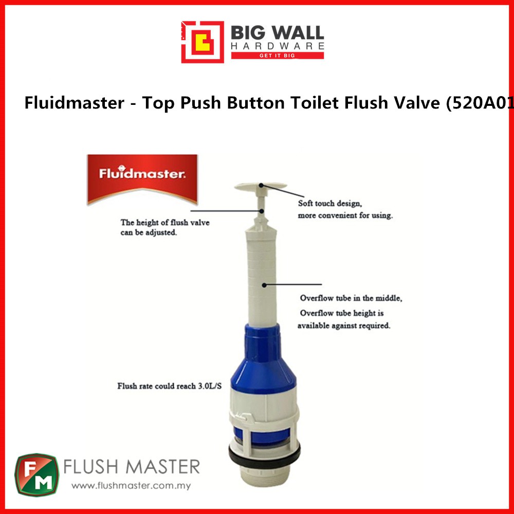 Fluidmaster - Top Push Button Toilet Flush Valve (520A01) | High ...