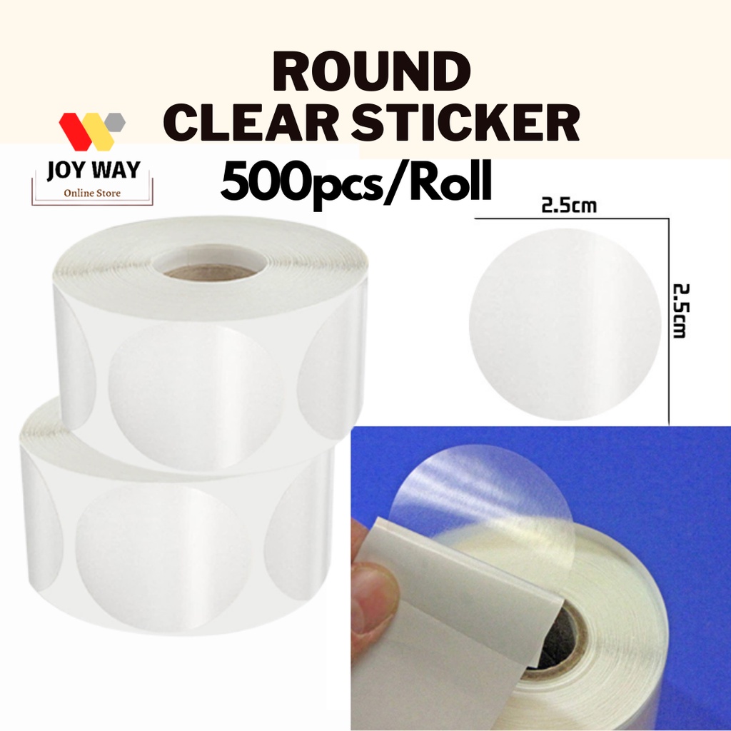 500pcs Transparent PVC Round Clear Sticker Stick Adhesive Seal Label ...
