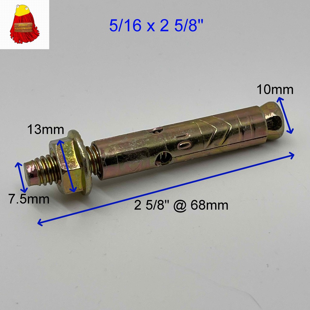 Rainbow Plated Heavy Mild Steel Anchor Bolts Wall Plugs Besi | Shopee ...