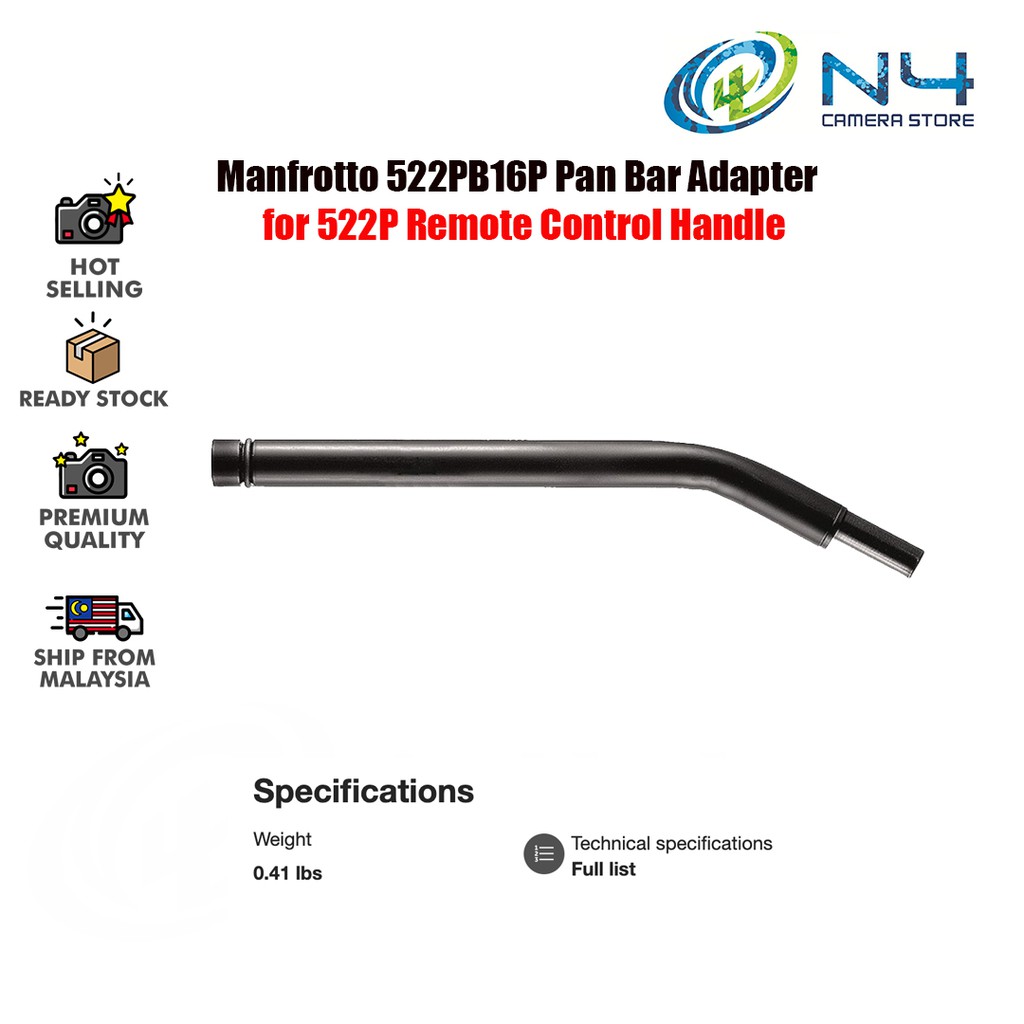 Manfrotto 522PB16P Pan Bar Adapter for 522P Remote Control Handle 522P Pan Bar Adapter (16 mm ...