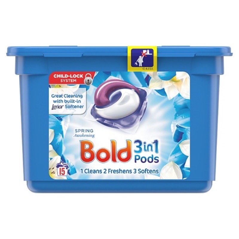 Bold All-in-1 Pods Spring Awakening/Lavender Washing Liquid Capsules 15 ...