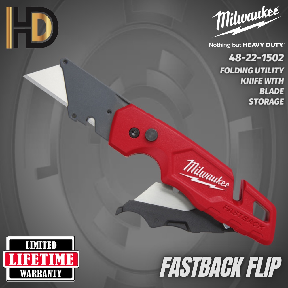 Milwaukee FASTBACK Utility Flip Knife With Blade Storage 48-22-1502 ...
